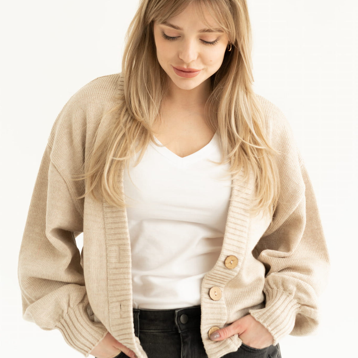Wool Me Tender Cardigan Beige 100% Merino Wool – MKTP